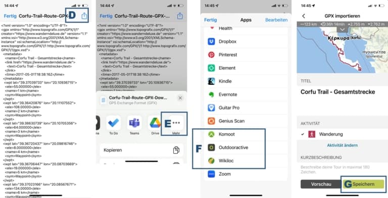 Instructions for the Outdooractive app: Open GPX files on the iPhone ...