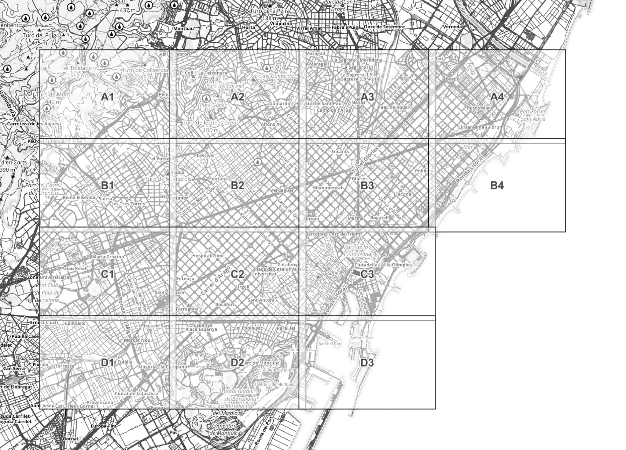 Barcelona: Mapa de la ciudad en PDF (1:10.000) | WandernDeluxe Barcelona: Mapa de la ciudad en PDF (1:10.000) | WandernDeluxe