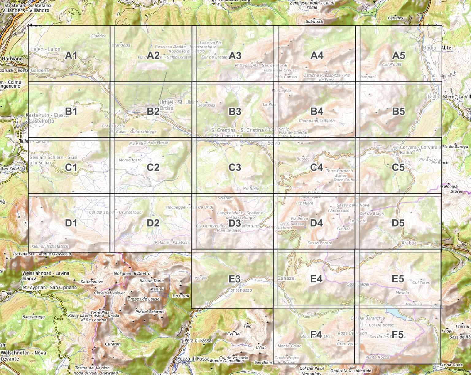 Val Gardena & Sella Group: PDF hiking map as download (1: 20.000 ...