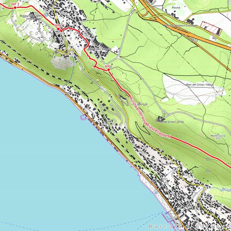 Trieste and surroundings: PDF hiking map for download (1: 25.000 ...